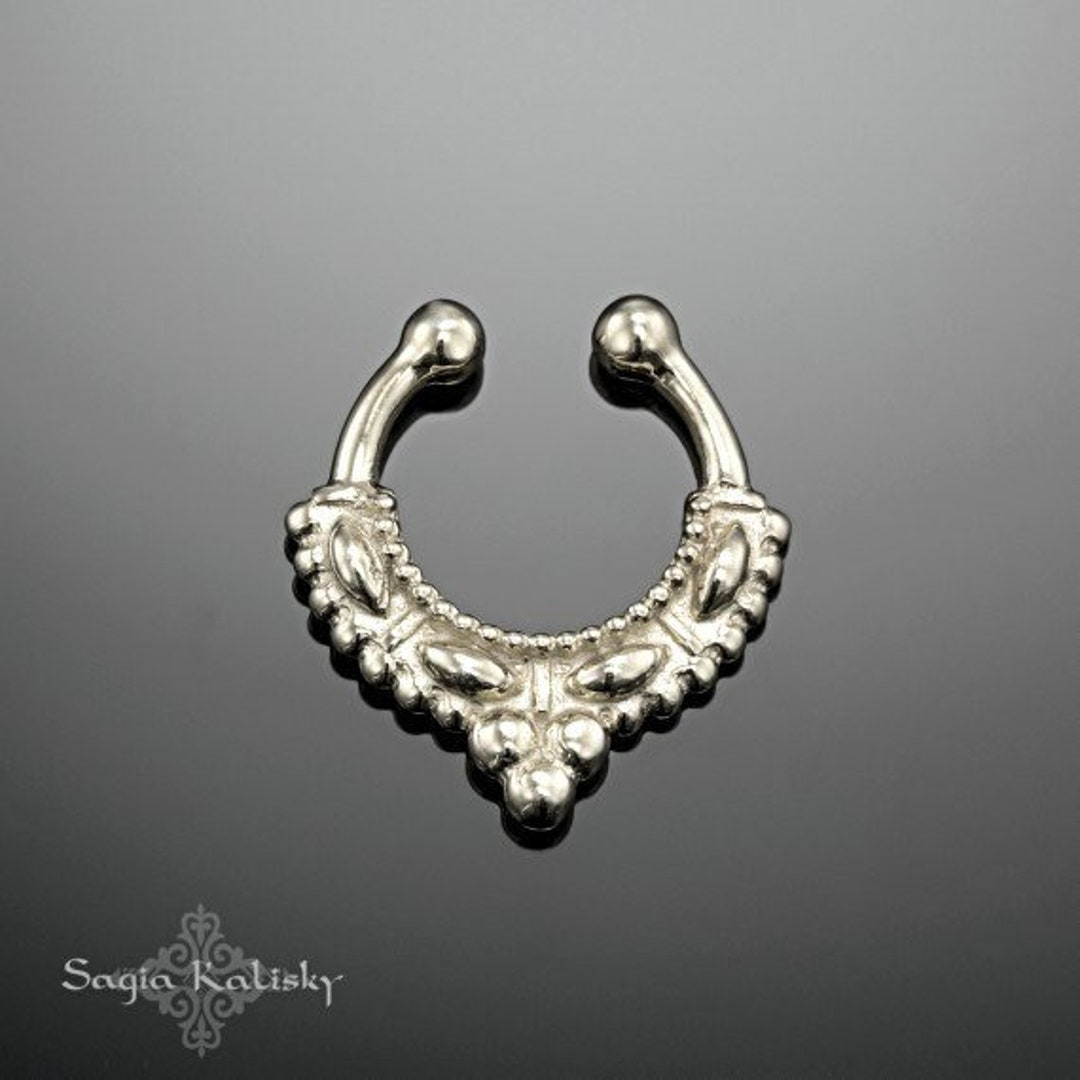 Faux Piercing, Septum Clip On, Fake Septum Ring, Silver Septum Ring ...