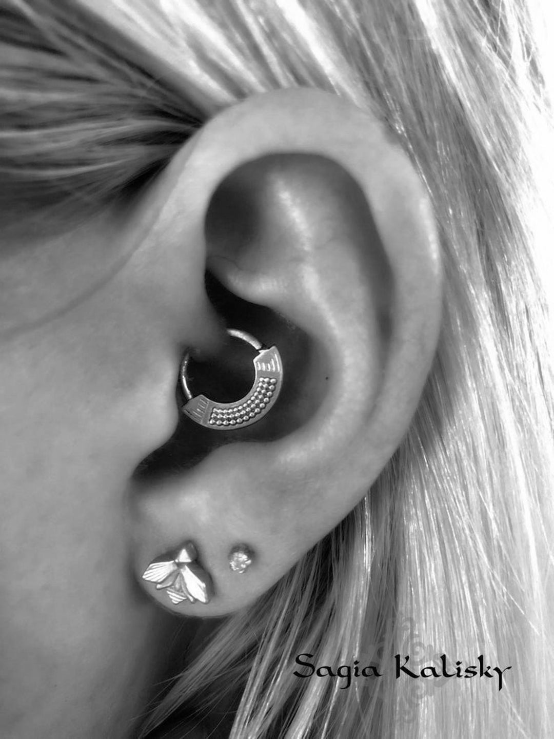 Sterling Silver Daith Earring, Daith Hoop, Daith Jewelry, Ear Piercing ...