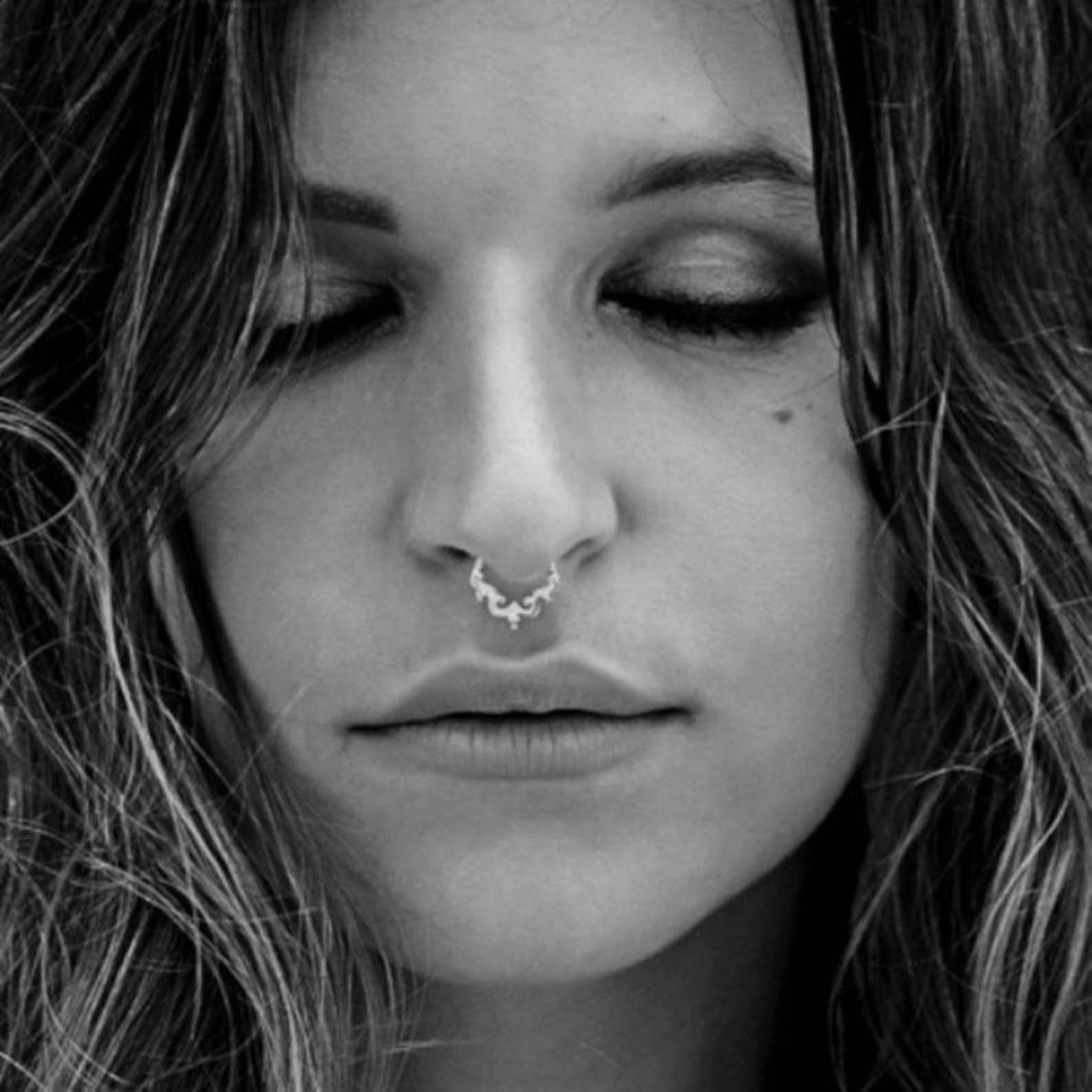 Silver Septum Ring for Pierced Nose Tribal Septum Nose Ring, Sterling ...