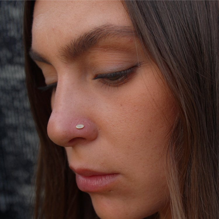 14k Gold Nose Stud Screw Nose Stud Boho Nose Stud | Etsy