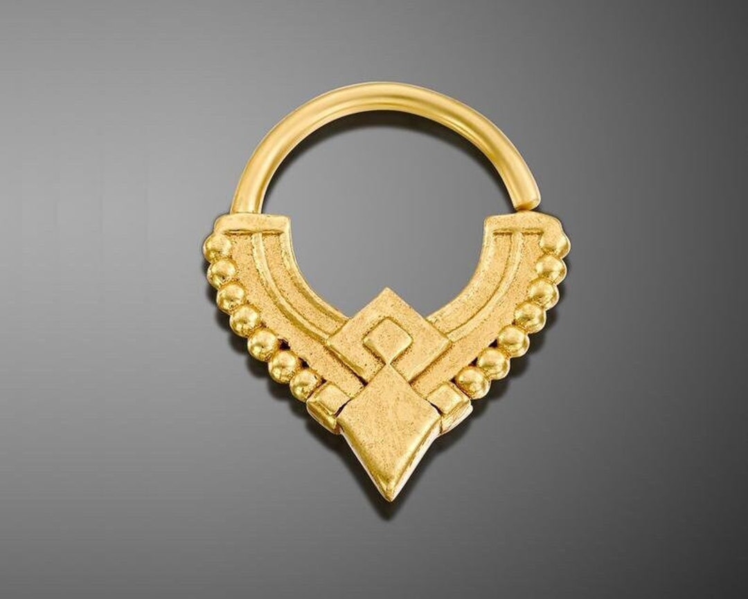 Septum Piercing, 14K Gold Septum, Solid Gold Septum Ring, Tribal Septum ...