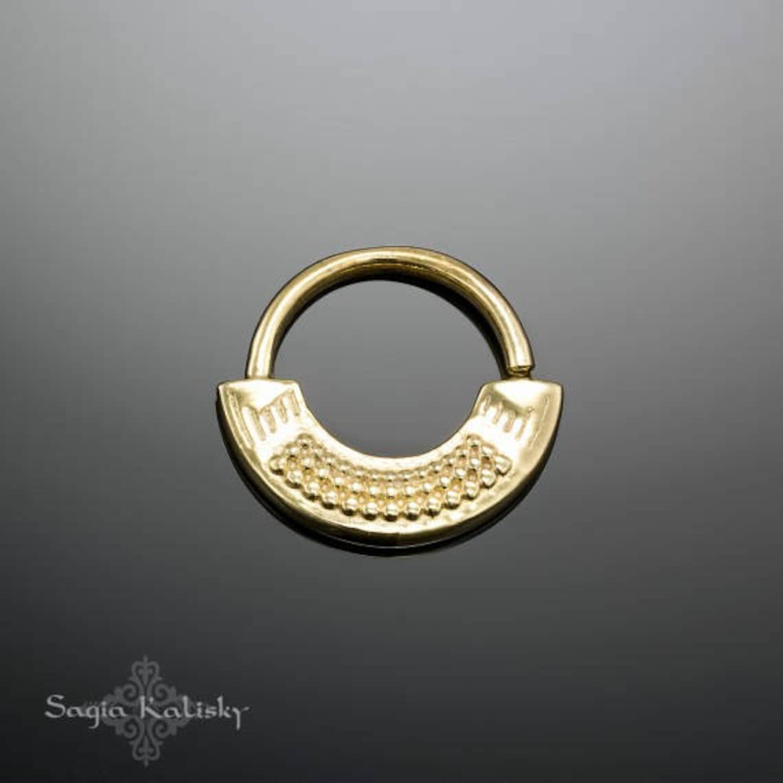Gold Septum Jewelry Gold Septum Ring 16g/8g Tribal Septum - Etsy