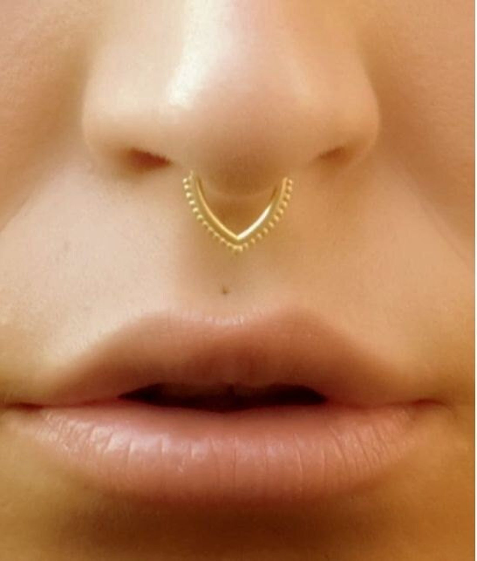 14k Gold Septum Ring Small Septum Ring V Shaped Septum Ring | Etsy