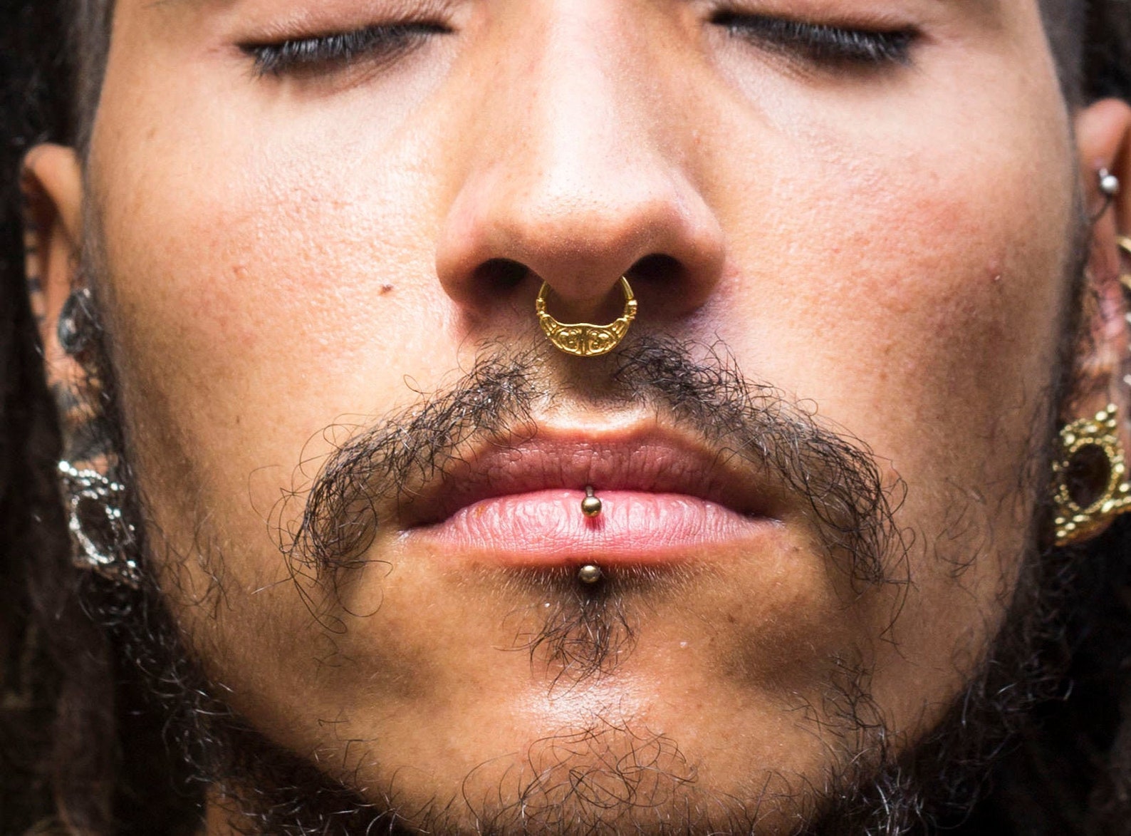 Gold Septum Ring, Tribal Septum Ring, Septum Jewelry 16g/18g, Indian ...