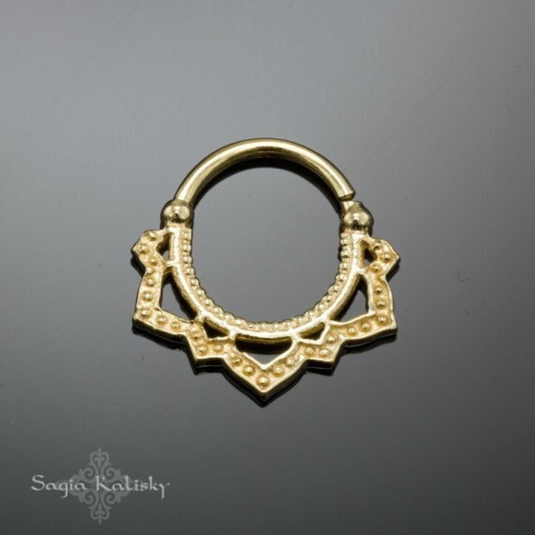 Tribal Lotus Flower Septum Ring, Gold Plated Septum Ring, 16g/18g ...