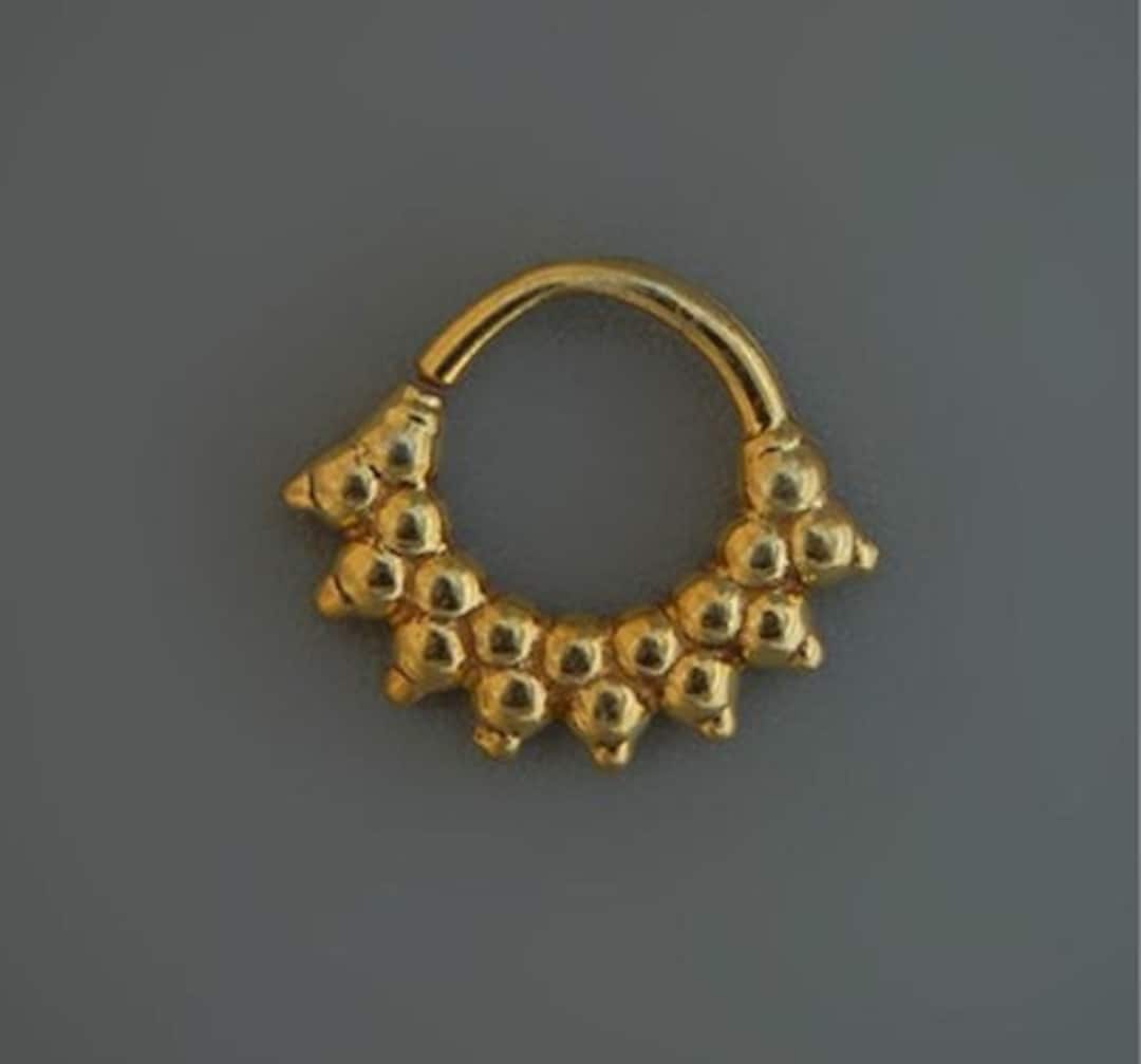 Tribal Septum Ring Gold Septum Jewelry 24k Gold Nose Ring Etsy