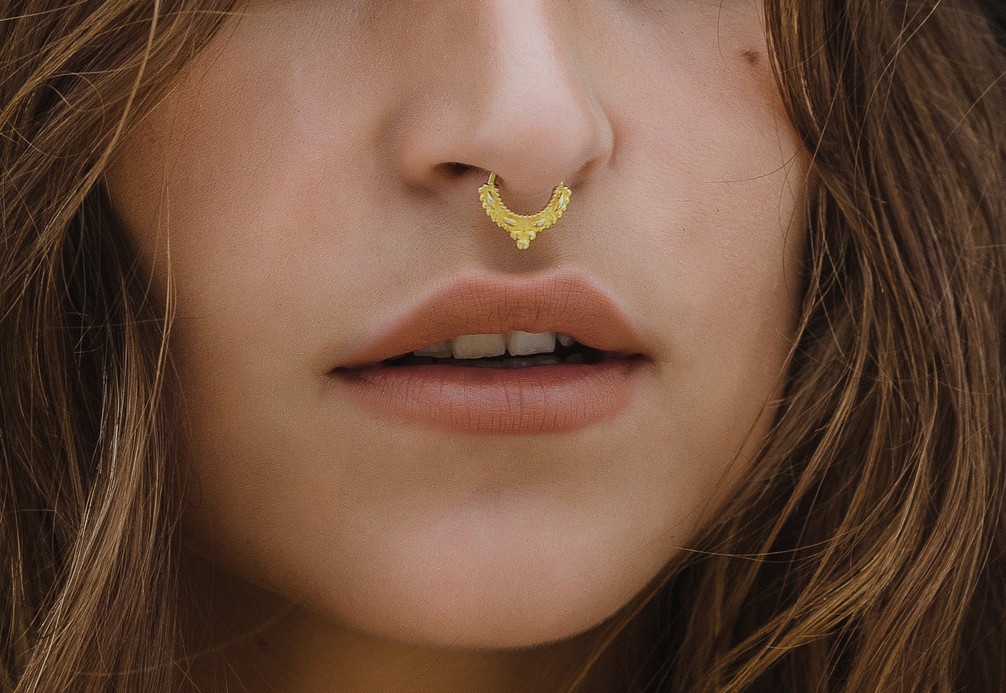 Indischer Nasenring, Daith Schmuck, Turmohrring, Gold Septum Ring ...