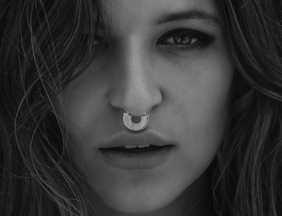 Silver Faux Septum Ring, Fake Septum Ring, Fake Nose Piercing, Sterling ...
