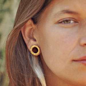 Tunnels, Ear Tunnel, Brass Tunnel, Ear Gauge, Gold Plug, Gauge Jewelry ...