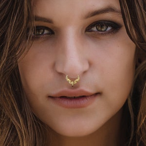 Solid Gold Septum Ring , Daith Jewelry, Septum Piercing, 14K Gold ...