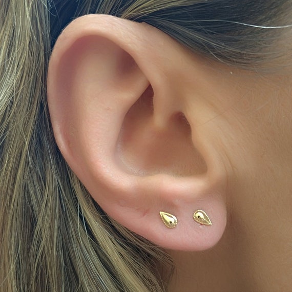 Gold Studs 14k Gold Studs Gold Stud Earrings Tribal | Etsy