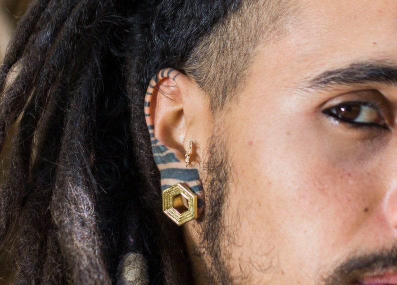 Hexagon Plugs Gauges Earrings for Men 4-12mm Ear Tunnels | Etsy