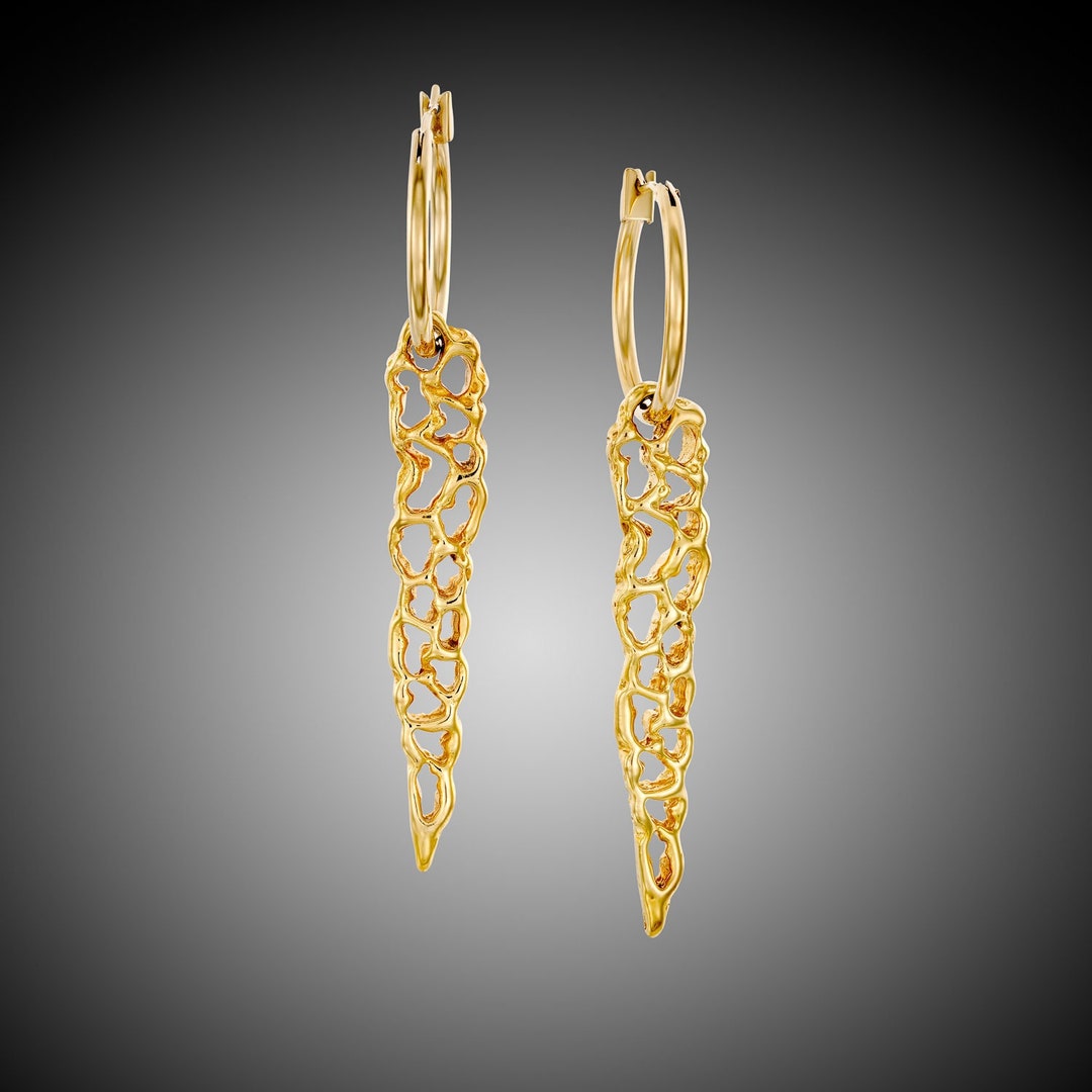 Unique Gold Earrings Gold Statement Earrings Gold Boho - Etsy