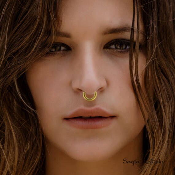 14K Gold Septum Ring Septum Jewelry Nose Piercing Solid | Etsy