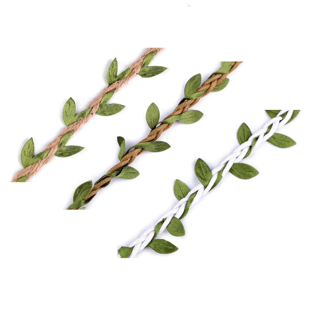 3yd Cotton Braided String With Leaves 1.18" / Many Colors / Jute Ribbon ...