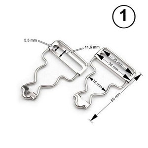 2 Dungaree Clips 30 and 38 Mm / Silver Metal Buckles for Suspenders ...