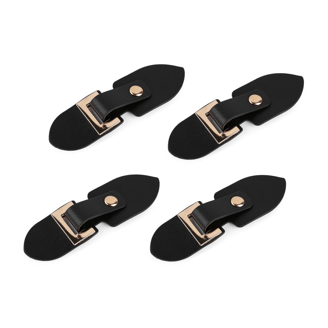 Tab With Buckle and Snap in Black and Gold Imitation Leather / Eco ...