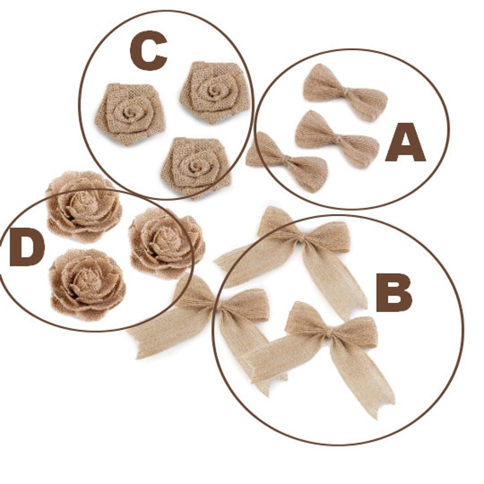 Jute Bows and Jute Flowers / Natural Decoration in Beige - Etsy
