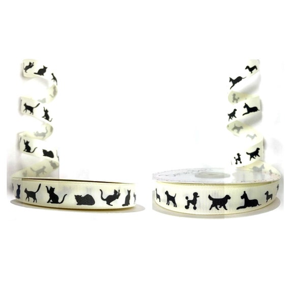 3yd Cats Silhouette Ribbon 16mm /ribbon With Cats Animal | Etsy