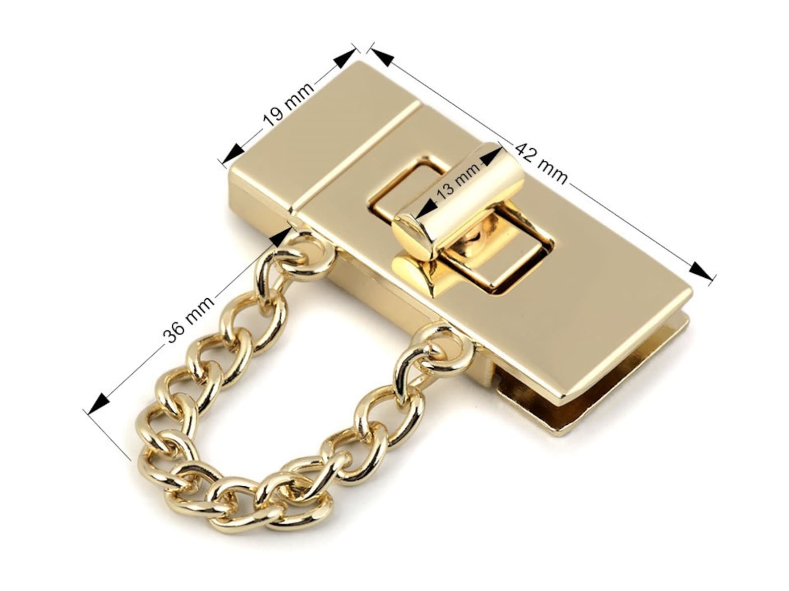 Metal Handbag Lock with chain 19x42mm / silver metal tuck lock | Etsy