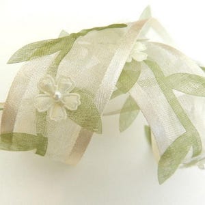 Organza Ribbon With Leaf Beads and Flowers / Organza Garland With ...