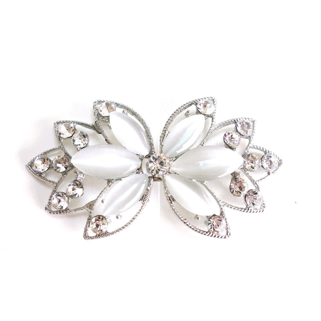 Crystal and Oval Stone Clip Closure / Hook Clip Rhinestone Buckle ...