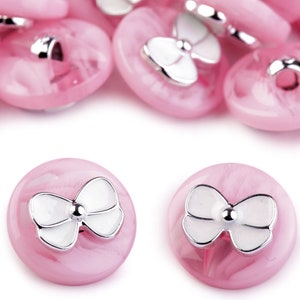 10 Buttons With Bow 18mm / Many Colors / Buttons Marbled Plastic Loop ...