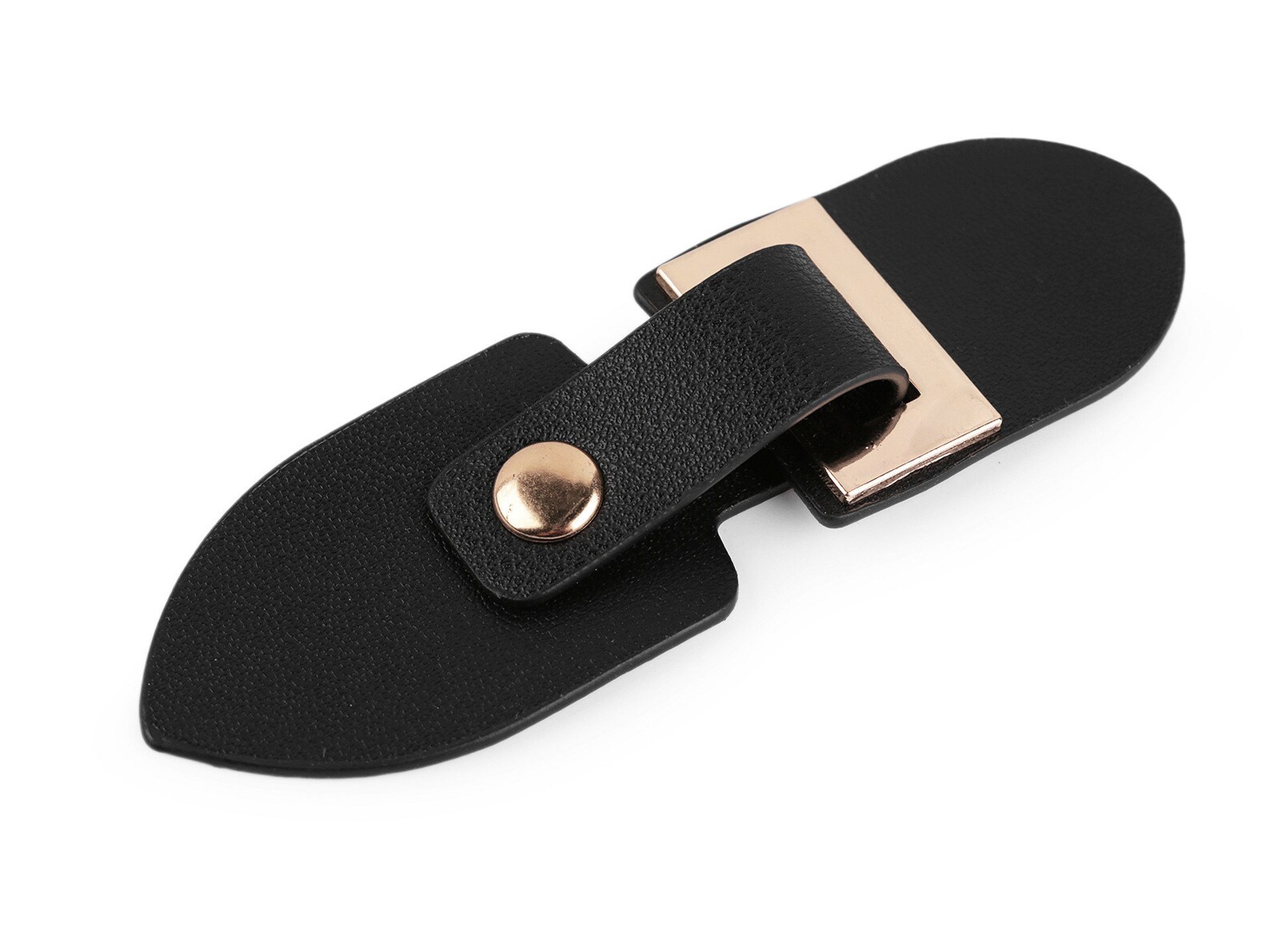 Tab With Buckle and Snap in Black and Gold Imitation Leather / Eco ...