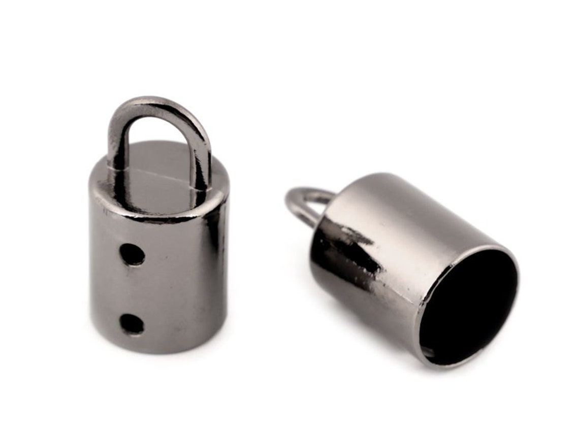 2 Metal Cord End Caps Ø14 Mm / Silver or Black / Cotton Rope Bag ...