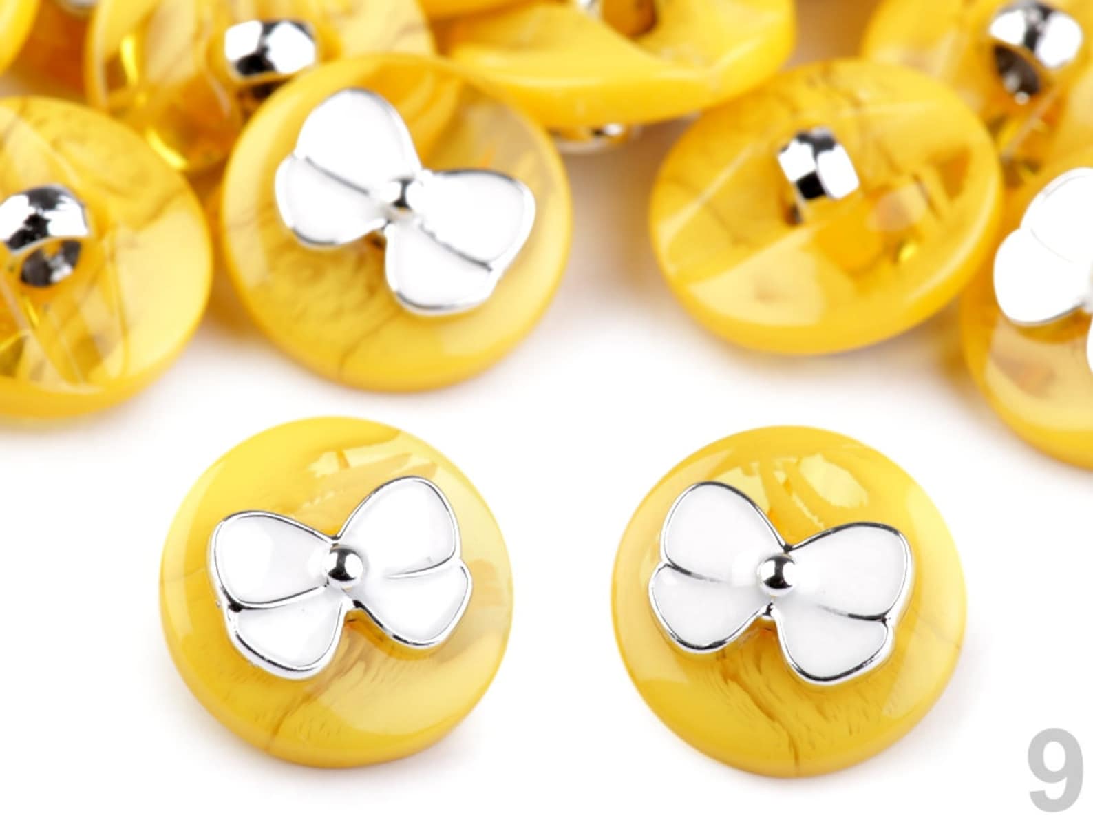 10 Buttons With Bow 18mm / Many Colors / Buttons Marbled Plastic Loop ...