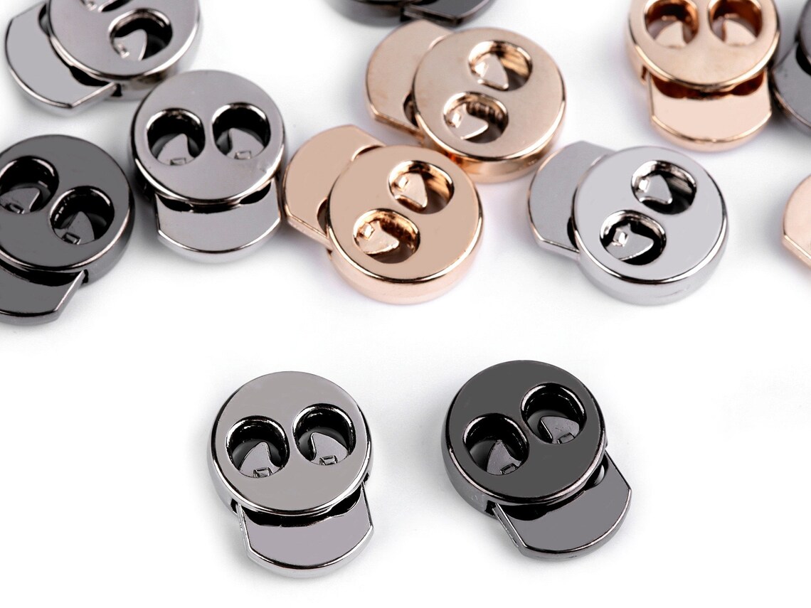 4 Cord Stops 15mm Metal Silver, Gold, Black / Double Spring Cord ...