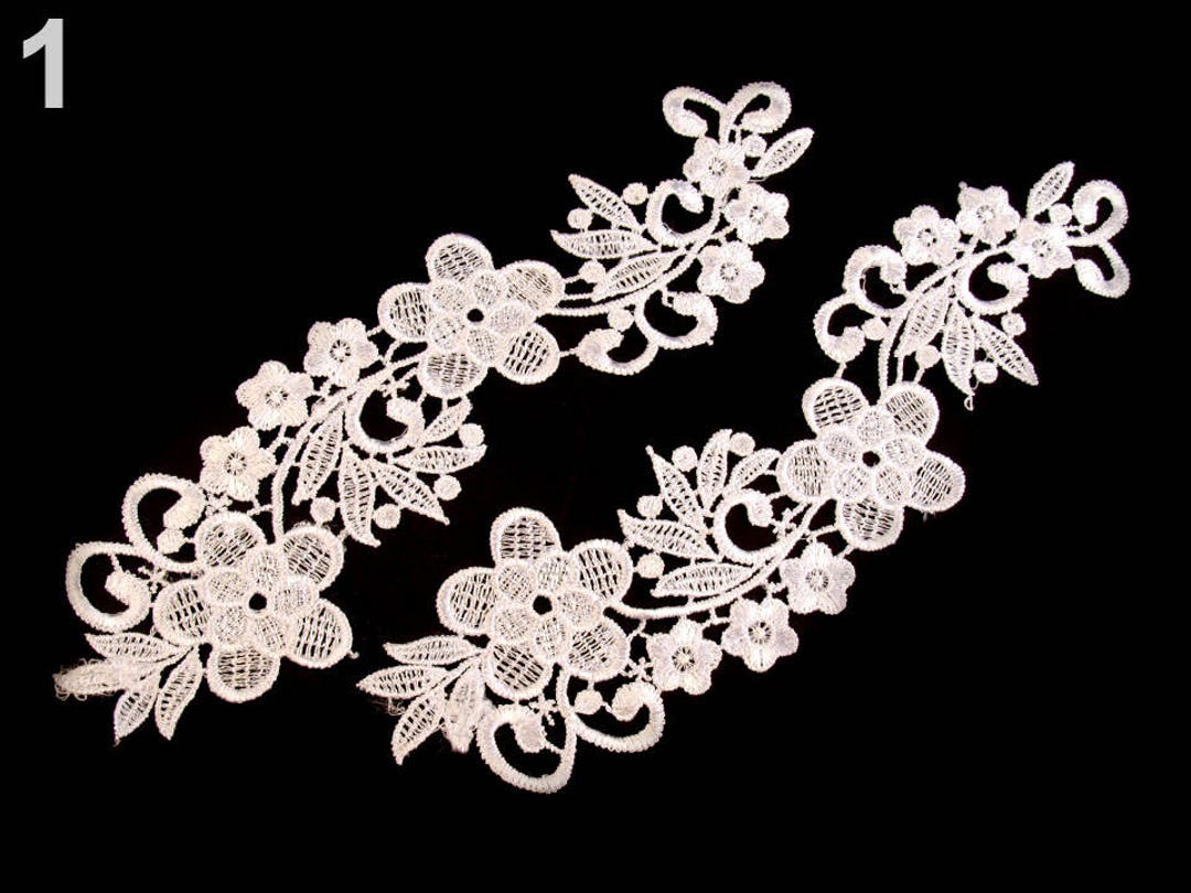 2 Lace Yoke Applique 8x27cm / Many Colors / Beaded Embroidered Lace ...