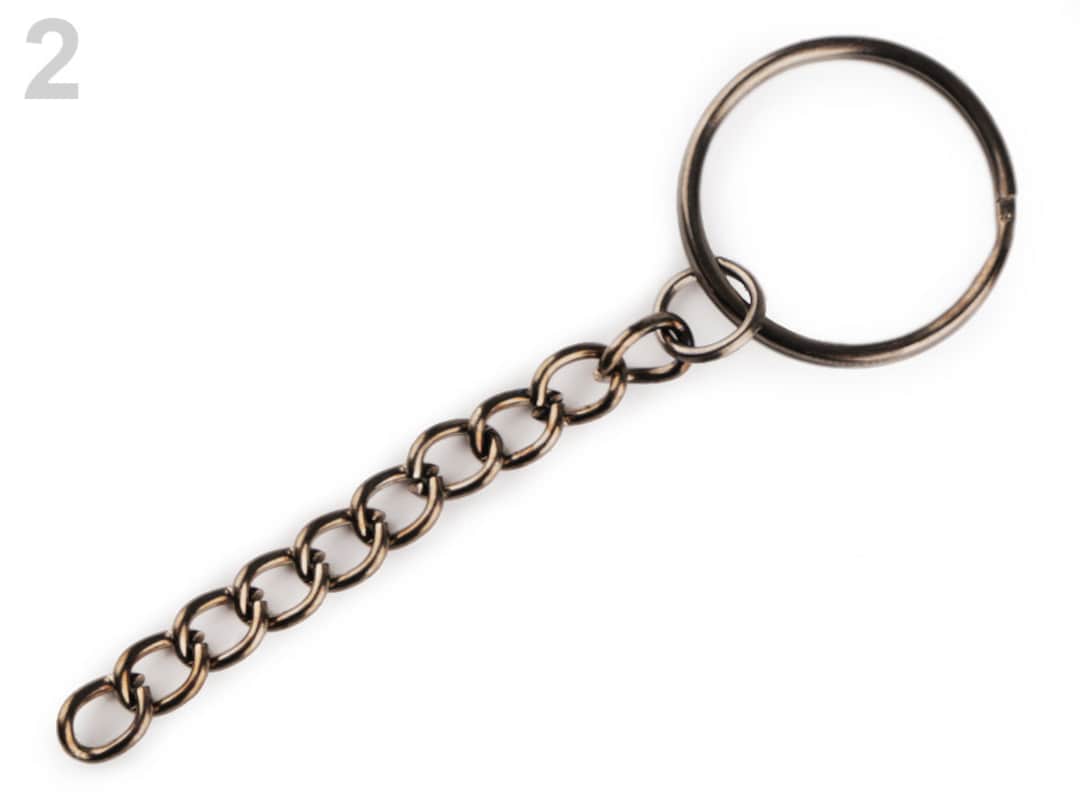 4 Keychain Ring With Chain / Silver Metal, Bronze, Black / Keychain ...