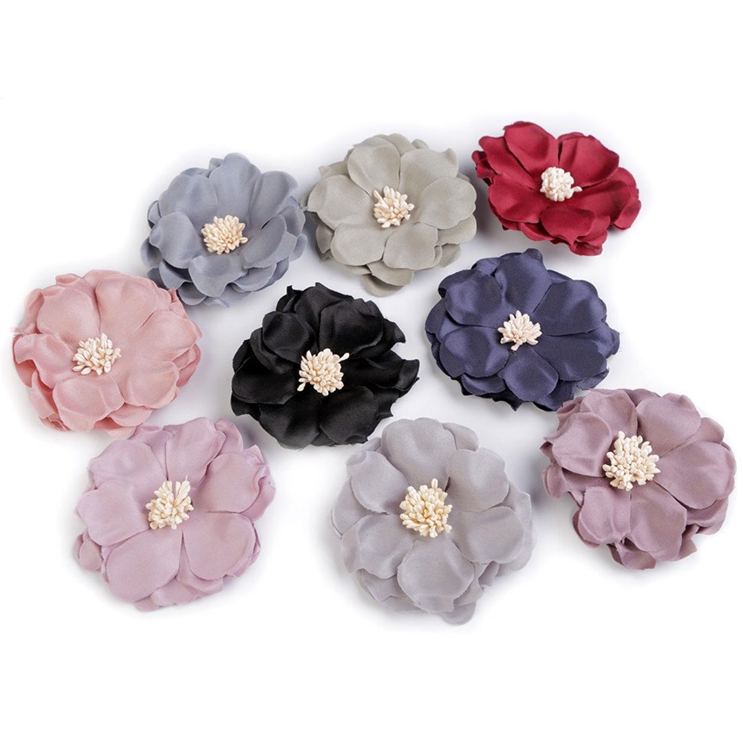Satin Fabric Flower 75mm / Many Colors / Fabric Flower Embellishment ...