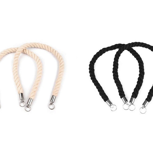 2 Rope Bag Handles With Loops 70cm / Rope and Metal Silver / - Etsy ...