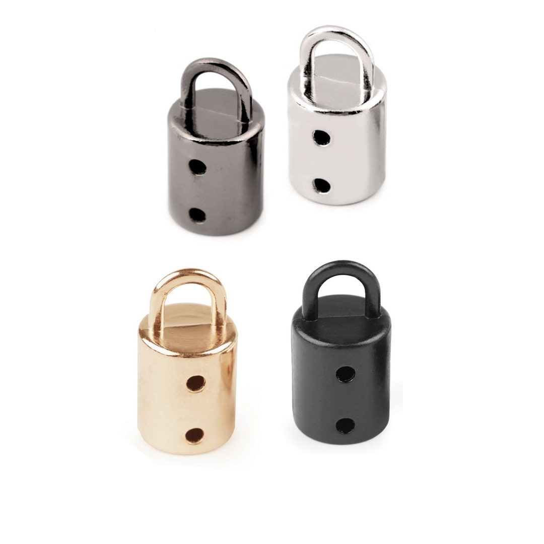 2 Metal Cord End Caps Ø14 Mm / Silver or Black / Cotton Rope Bag ...