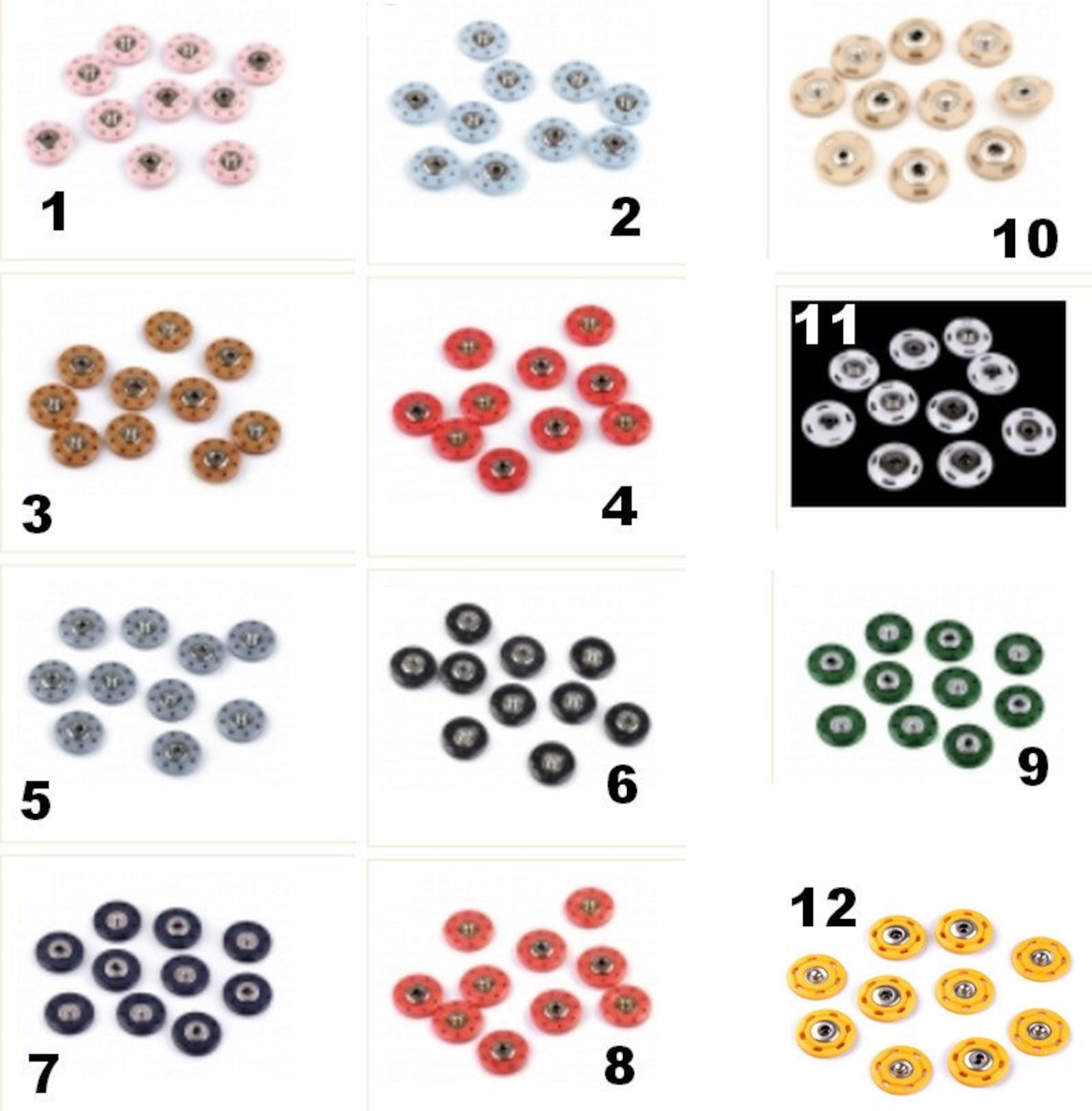 5 Sew on Plastic Press Snap Fastener / Many Colors / Snap Button ...
