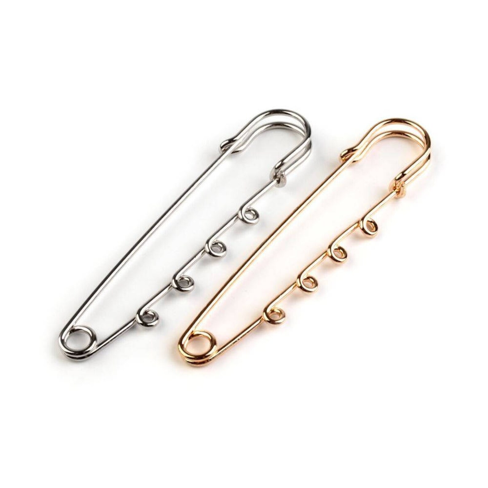 2 Safety Pins for Charms 7cm / Gold or Silver Safety Pins for - Etsy