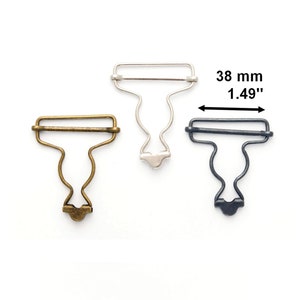 2 Dungaree Clips 30 and 38 Mm / Silver Metal Buckles for Suspenders ...