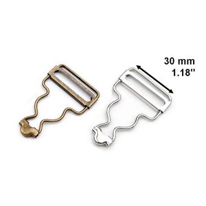 2 Dungaree Clips 30 and 38 Mm / Silver Metal Buckles for Suspenders ...
