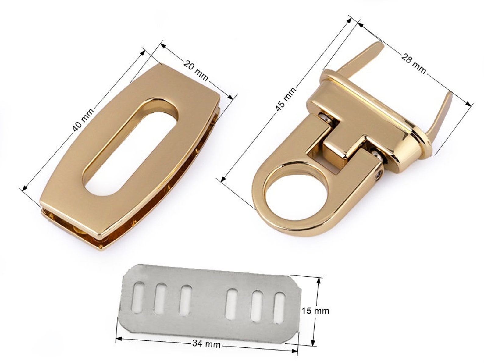 Handbag / Purse Lock Set 20x40 Mm Gold / Decorative Pressure - Etsy