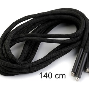 4 Black Hoodie Strings 130/140 Cm With Tips / Shoe Laces With Ends ...