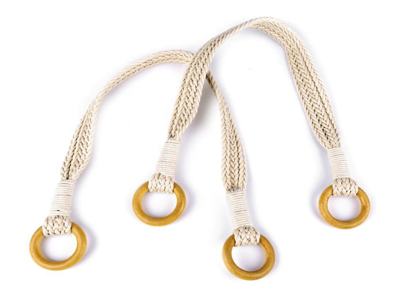 2 Handles of Braided Rope Bag With Macramé / Ivory Style - Etsy