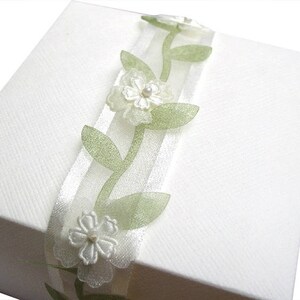Organza Ribbon With Leaf Beads and Flowers / Organza Garland With ...