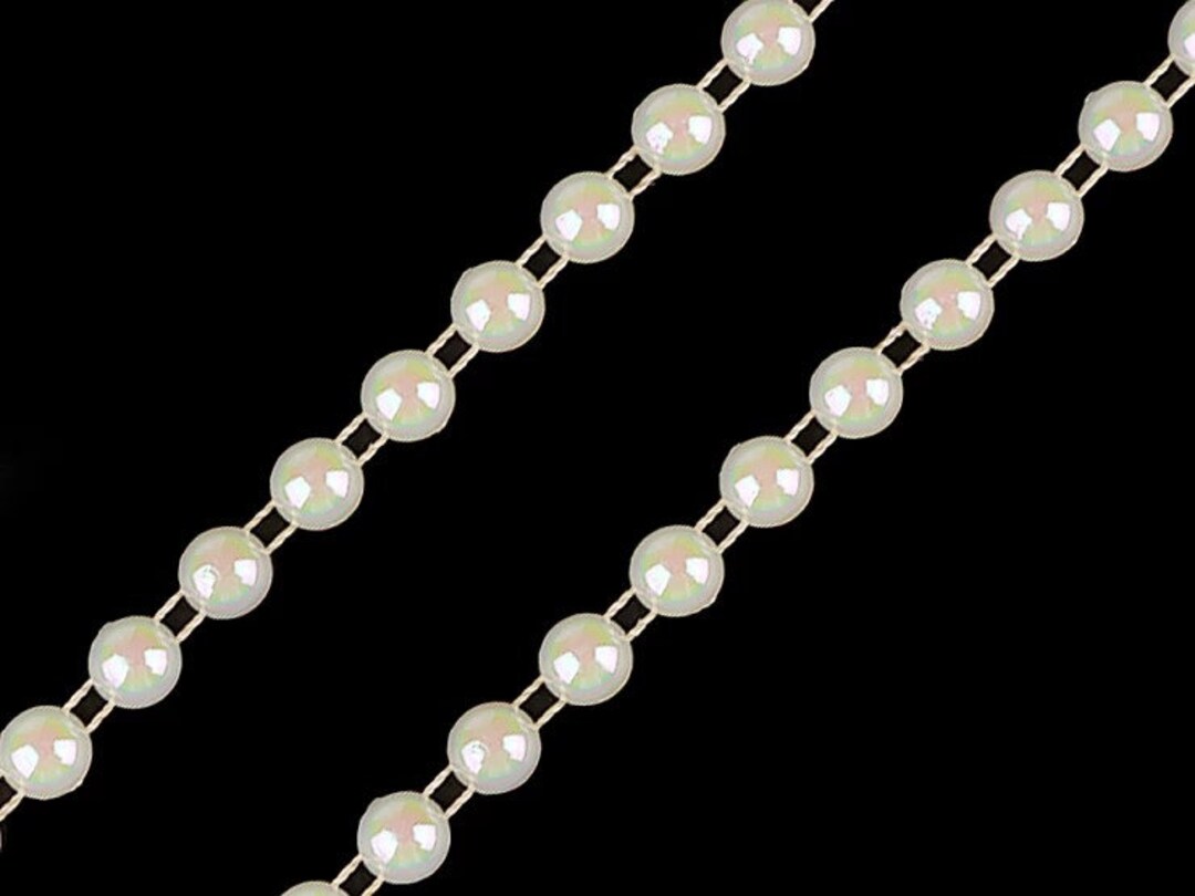 5M Half Flat Pearl Braid 6 Mm Ivory AB Reflections / Pearl Thread ...