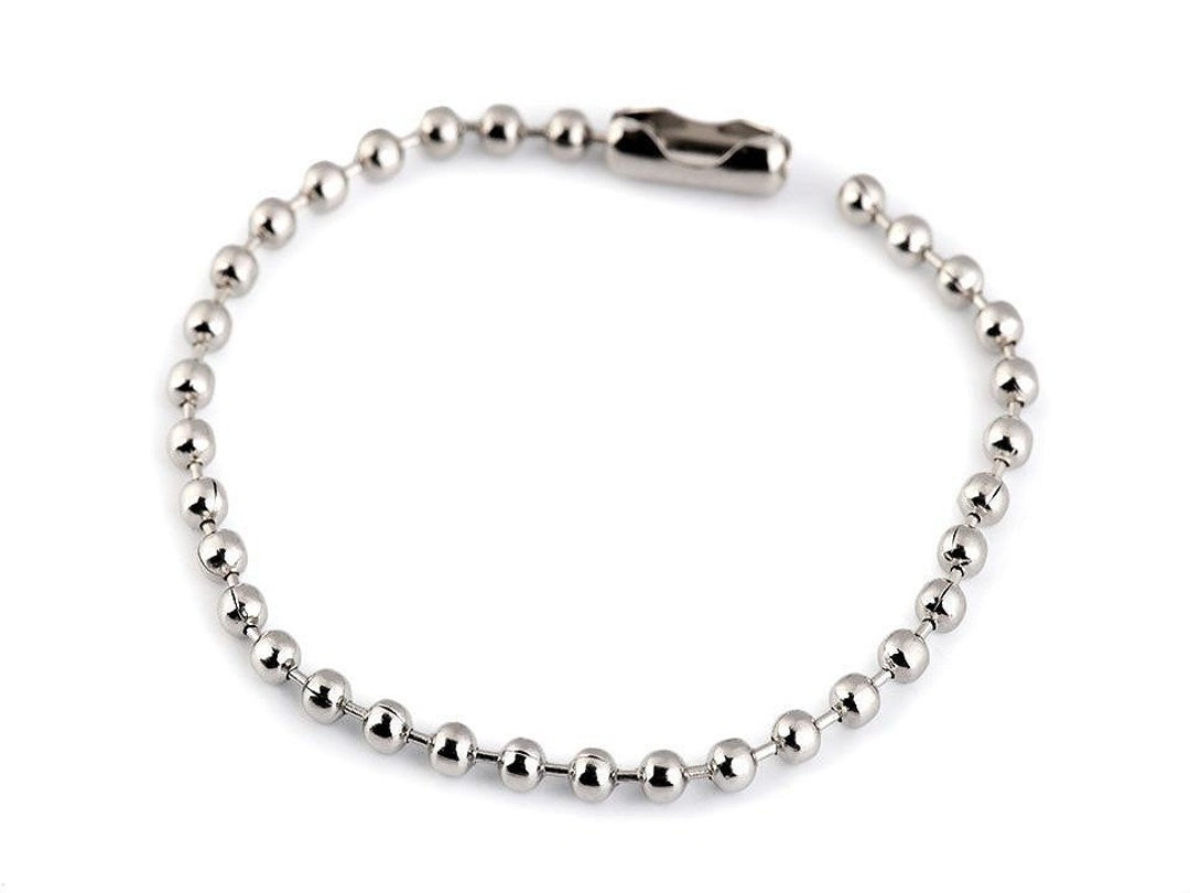 10 Ball Chains Necklace 12 Cm / Gold, Silver, Bronze / Small Leather ...