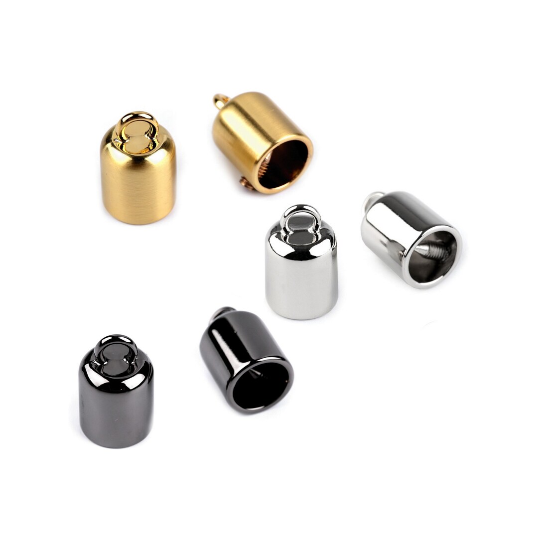 2 Metal End Caps for 9mm Cord / Gold, Silver, Black / End Cap for Bag ...