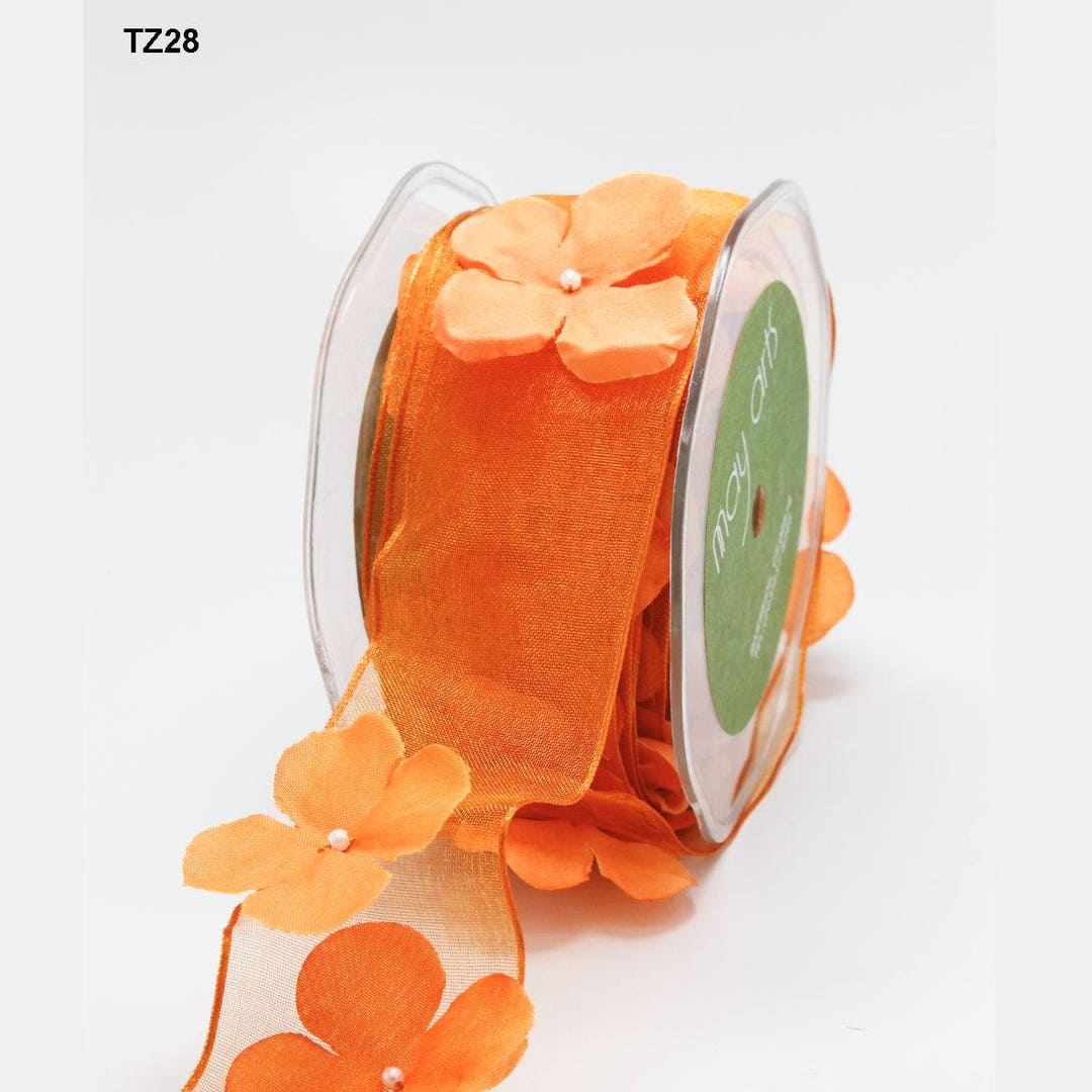 Organza Ribbon With Beads and Flower / Many Colors / Wedding Ribbons ...
