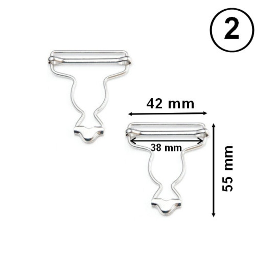 2 Dungaree Clips 30 and 38 Mm / Silver Metal Buckles for Suspenders ...