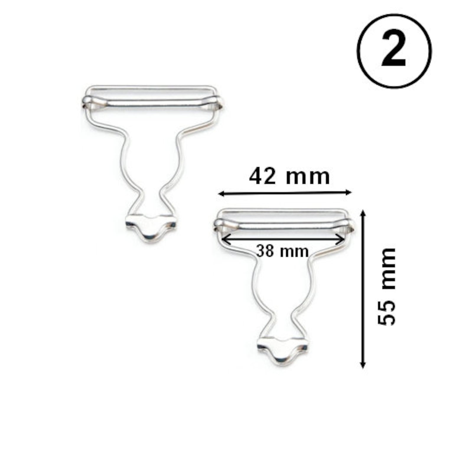 2 Dungaree Clips 30 and 38 Mm / Silver Metal Buckles for Suspenders ...